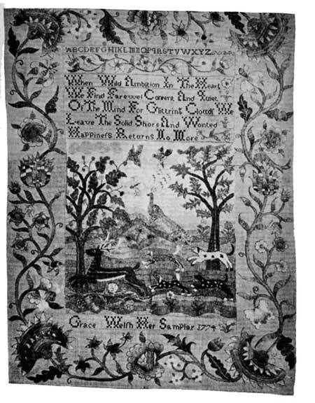 American samplers 18th century colonial