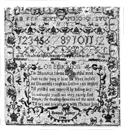 American samplers 18th century colonial